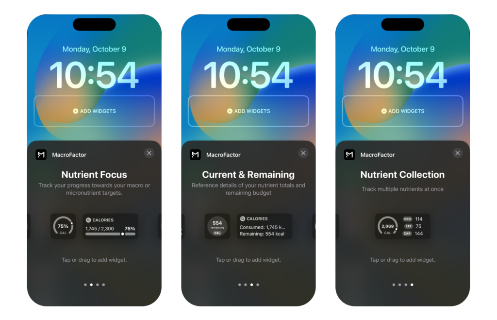 Track your nutrition faster with MacroFactor widgets