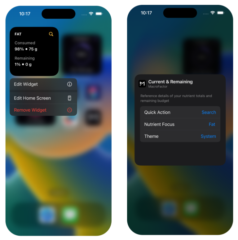 Track your nutrition faster with MacroFactor widgets