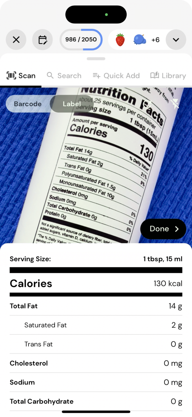 Label Scanner: Scan nutrition labels to track foods faster in MacroFactor